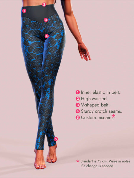 Blue Python High Waisted Leggings | Tall Pants | Patterned Leggings – bootysculpted