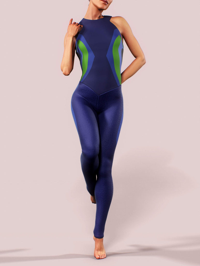 Blue Carbon Workout Catsuit | Bodysuit | Full Jumpsuit | Costume ...
