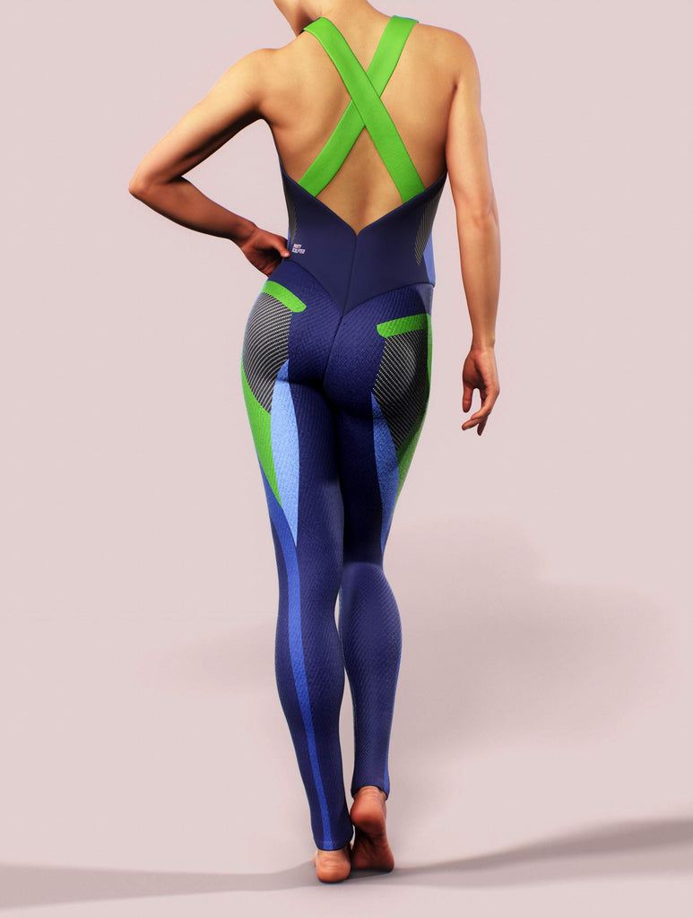 Blue Carbon Workout Catsuit | Bodysuit | Full Jumpsuit | Costume ...