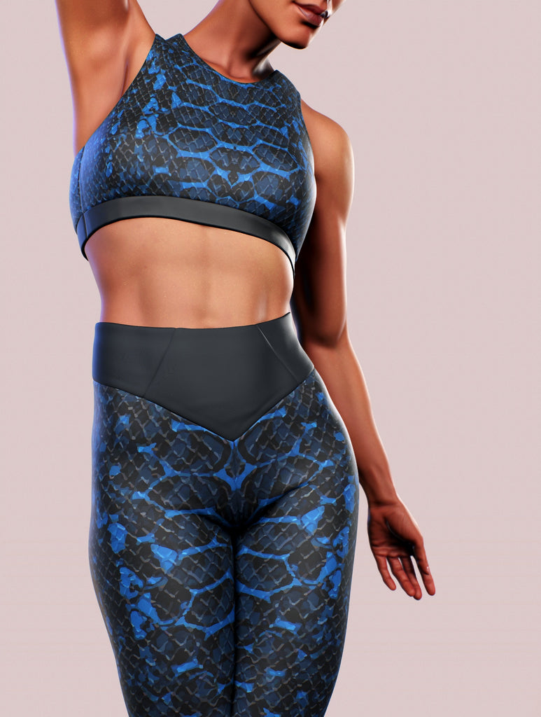 Blue Python Sports Bra | Women Bras | Push-up Bras – bootysculpted