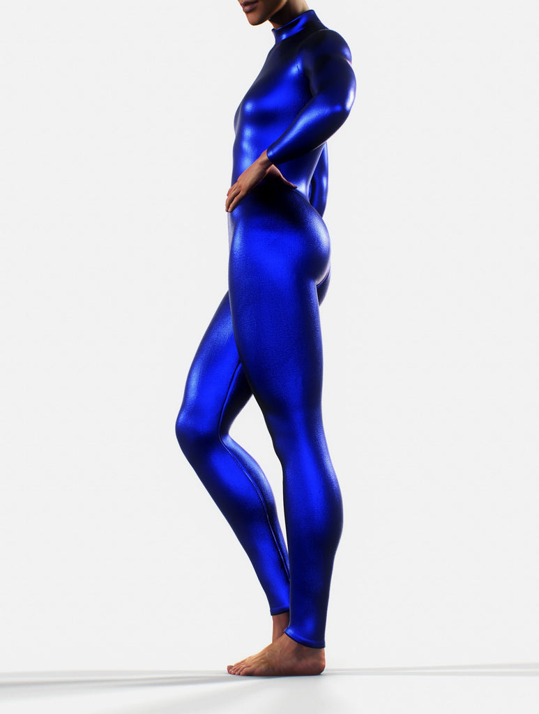 Blue Metallic Leotard Seductive Bdsm Clothing Bootysculpted