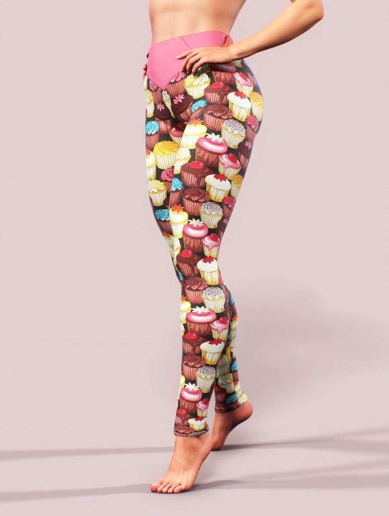 Tasty Cupcake Yoga Pants | High Waisted Yoga Pants | Patterned Leggings ...