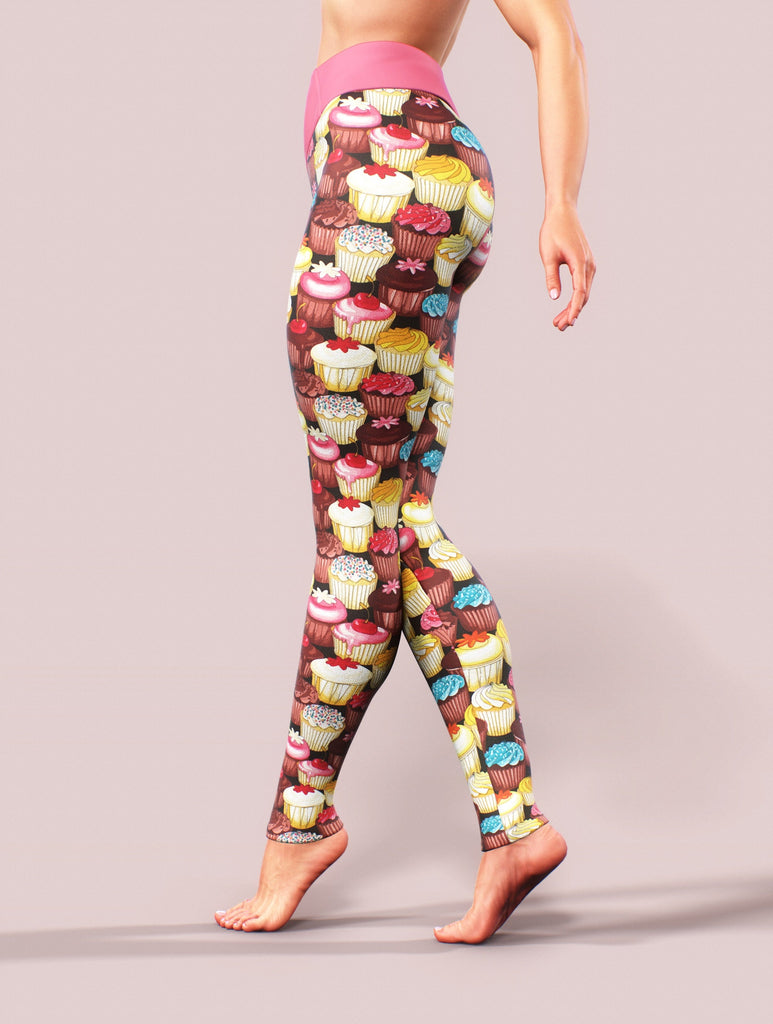 Tasty Cupcake Yoga Pants | High Waisted Yoga Pants | Patterned Leggings ...