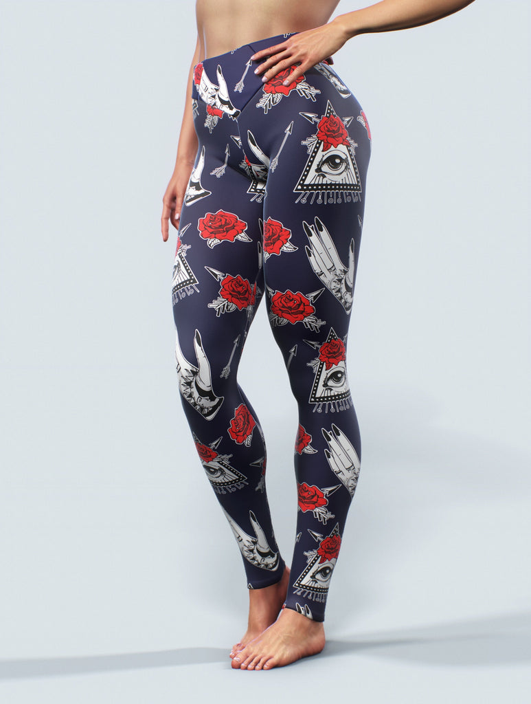 Tattoos, Guns & Roses Pants | High Waisted Leggings | Patterned Yoga ...