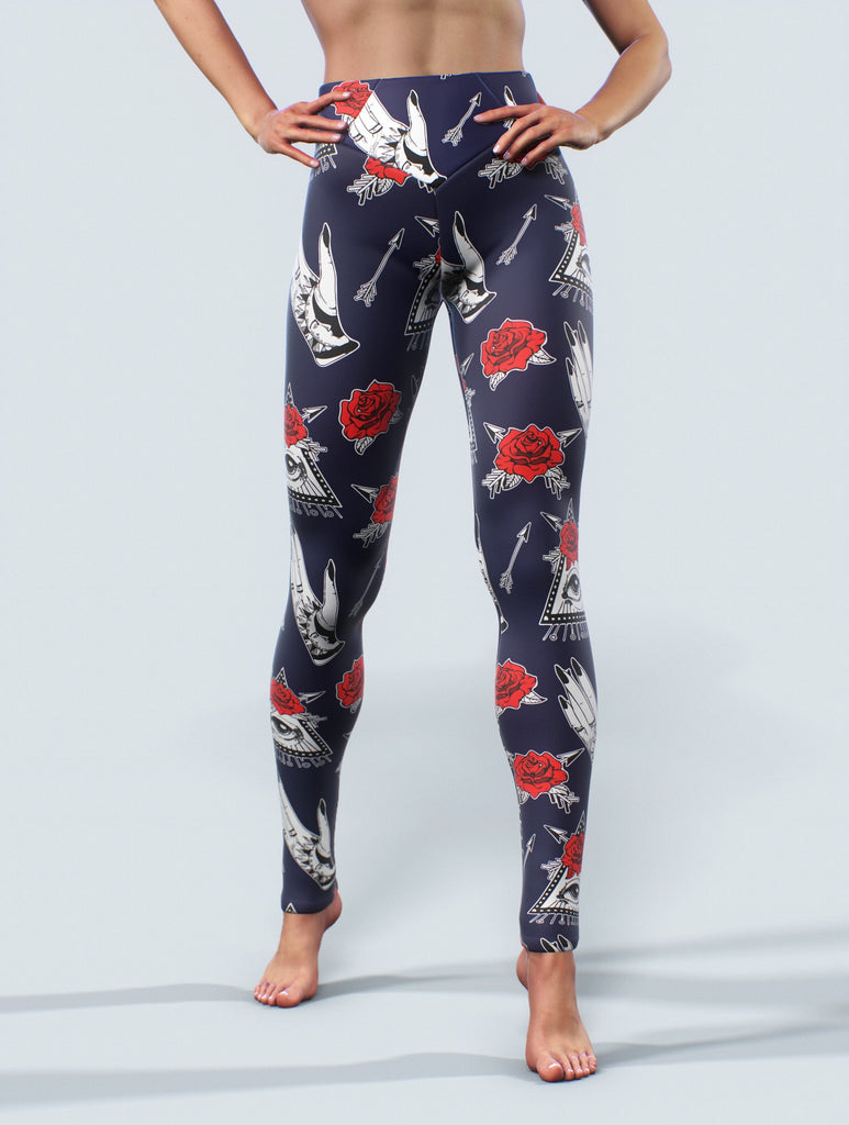 Tattoos, Guns & Roses Pants | High Waisted Leggings | Patterned Yoga ...