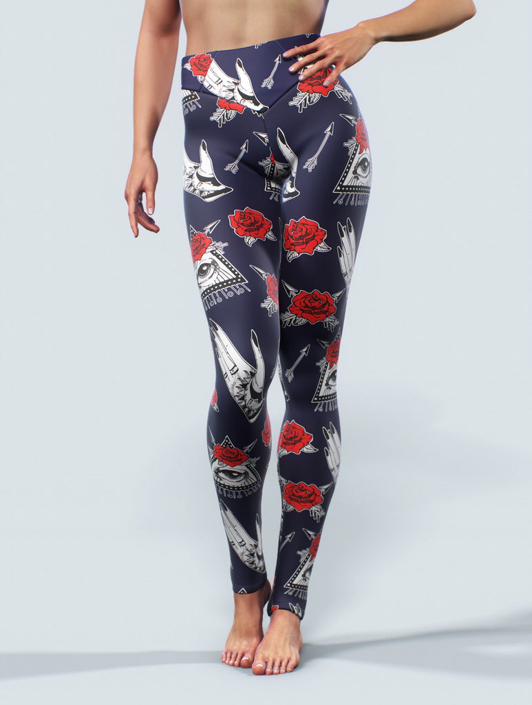 Tattoos, Guns & Roses Pants | High Waisted Leggings | Patterned Yoga ...